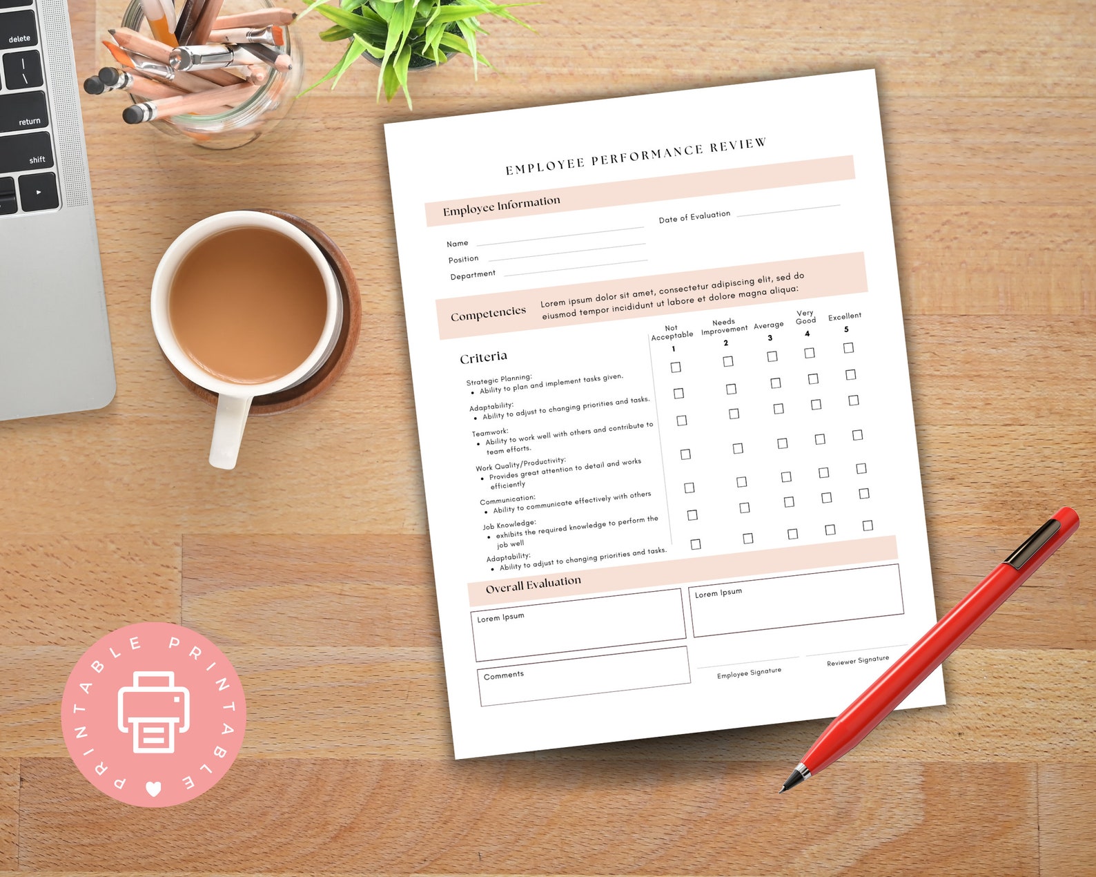 Employee Performance Evaluation Forms | Canva Template (digital ...