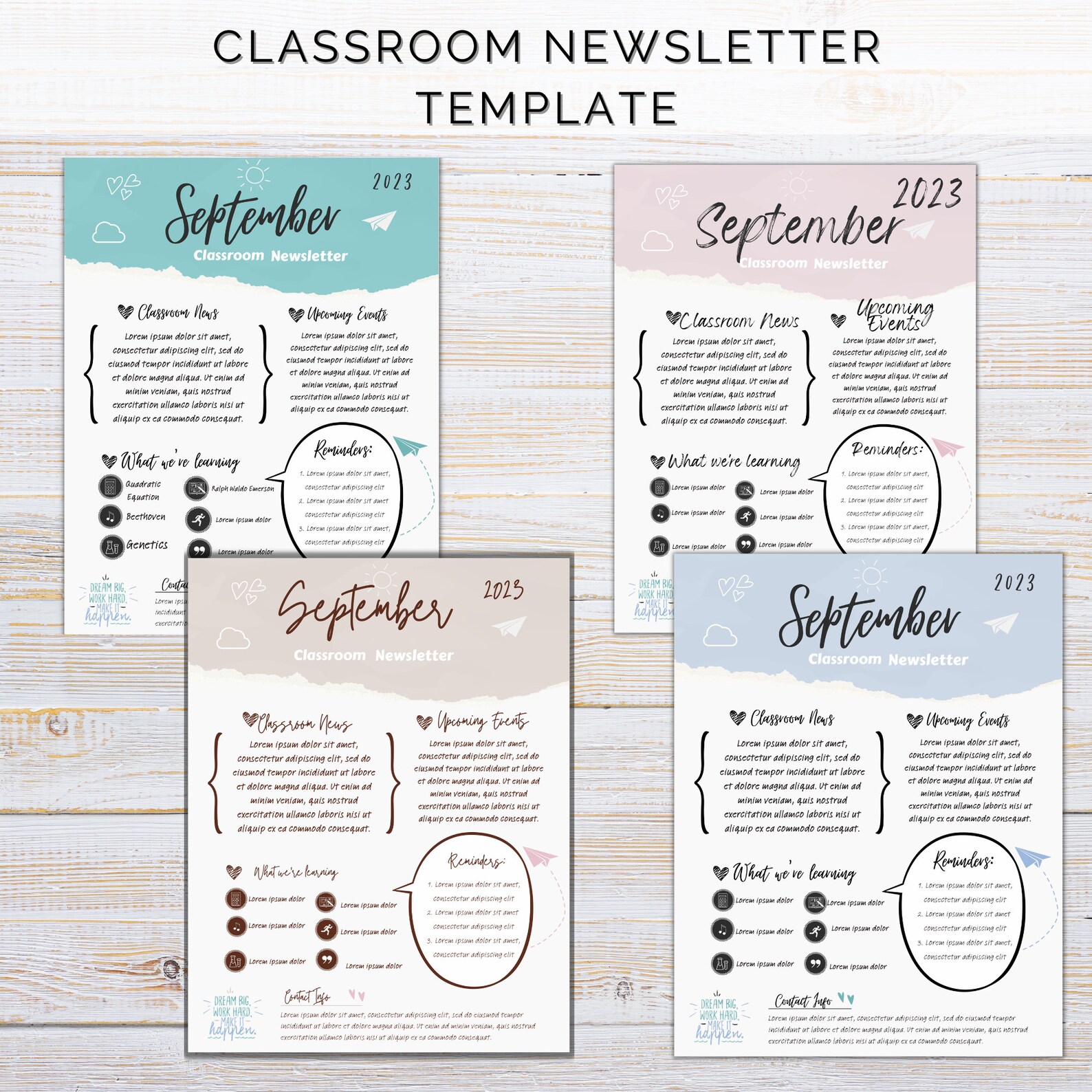Editable Classroom Newsletter Template: Canva Design (digital Download ...