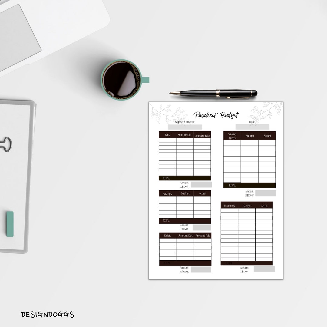 Paycheck Budget Tracker: Minimalist Financial Log (PDF) - Etsy