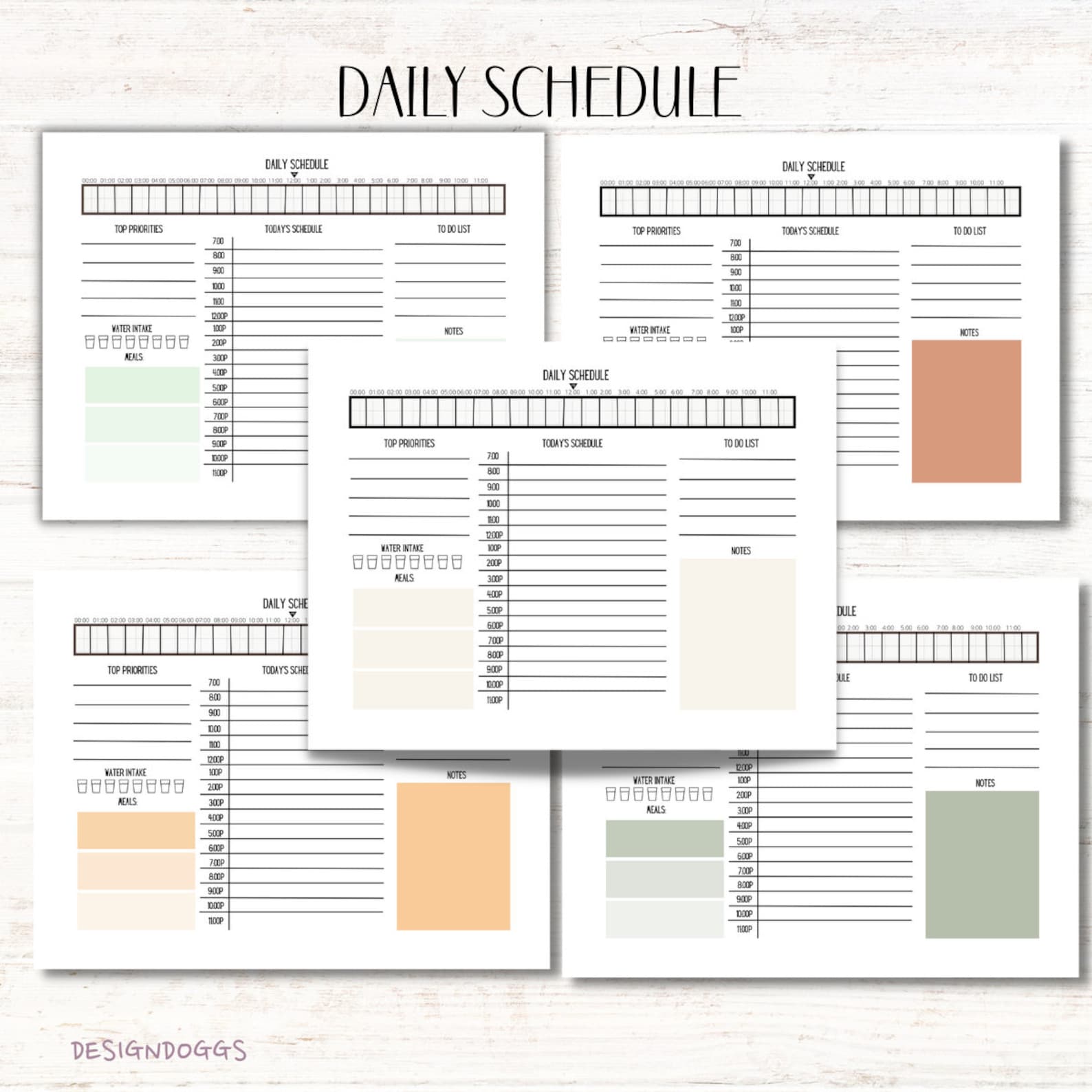 Simple Printable Daily Schedule -minimalist-one Page-pdf-us Letter - Etsy