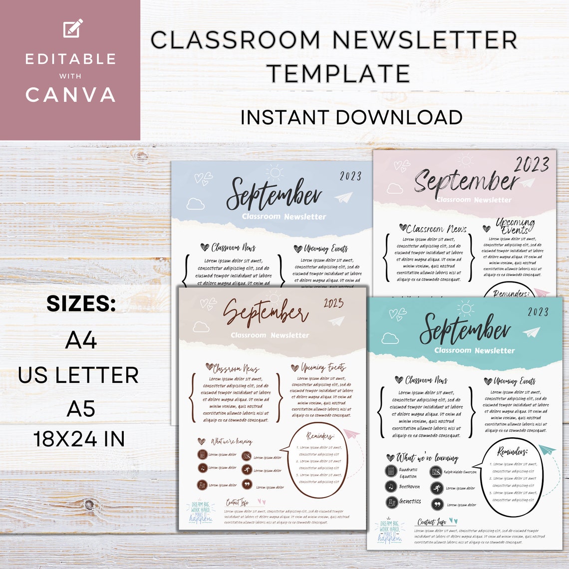 Editable Classroom Newsletter Template: Canva Design (digital Download ...