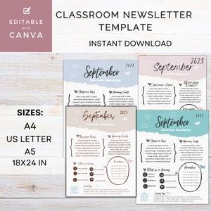 Classroom Newsletter Template| Canva Template |teacher About Me|teacher ...