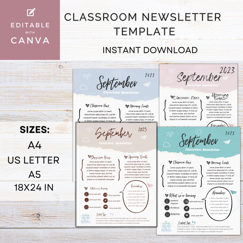 Classroom Newsletter Template| Canva Template |teacher About Me|teacher ...