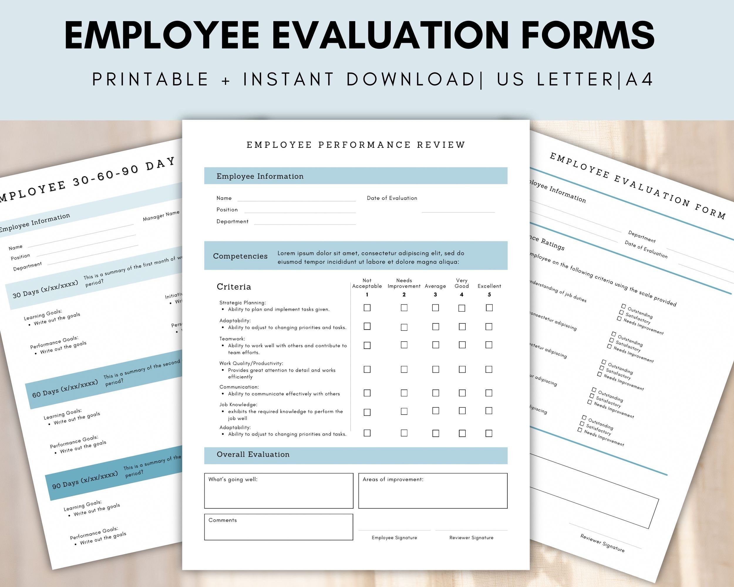 Employee Performance Evaluation Forms Canva Template Editable Canva ...
