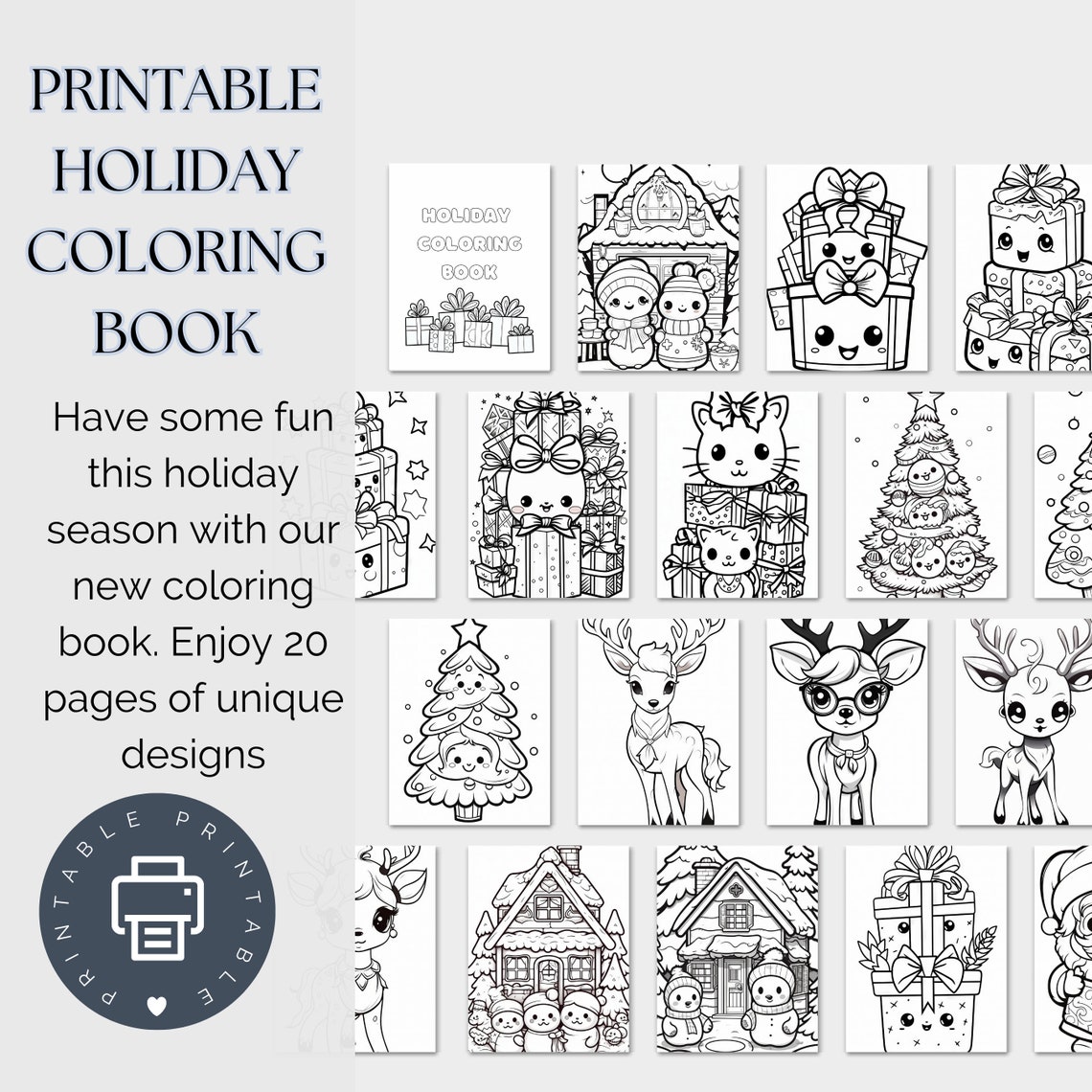Christmas Coloring Pages- Holiday Coloring Pages -digital Coloring ...