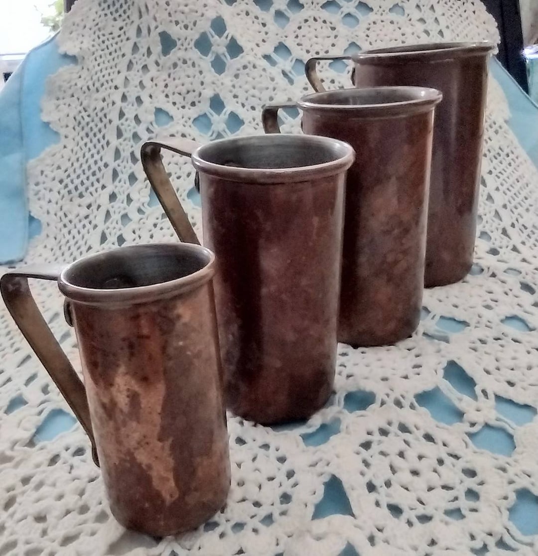 Set of 4 MCM Copper/brass Measuring Cups Stackable & Beautiful Patina ...