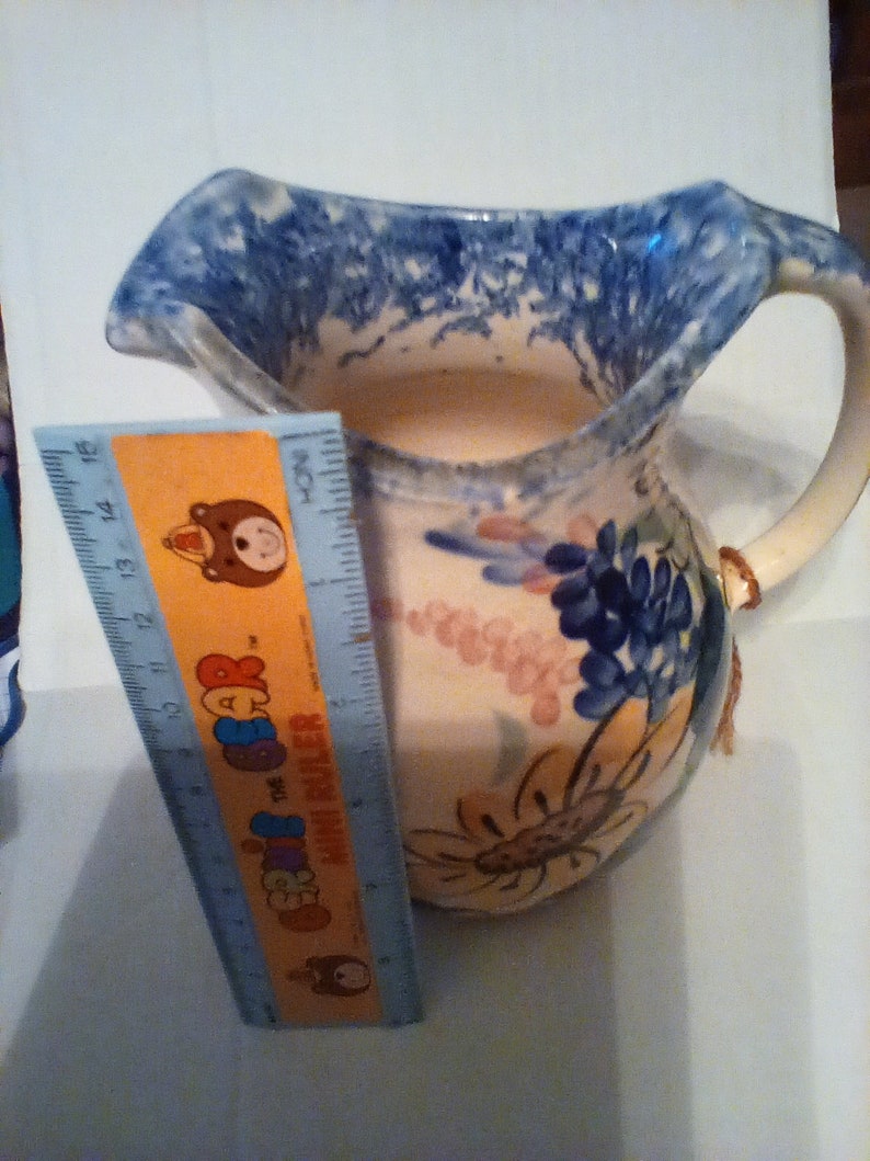 Beautiful Signed by Artist Flowery Ceramic Pitcher - Etsy