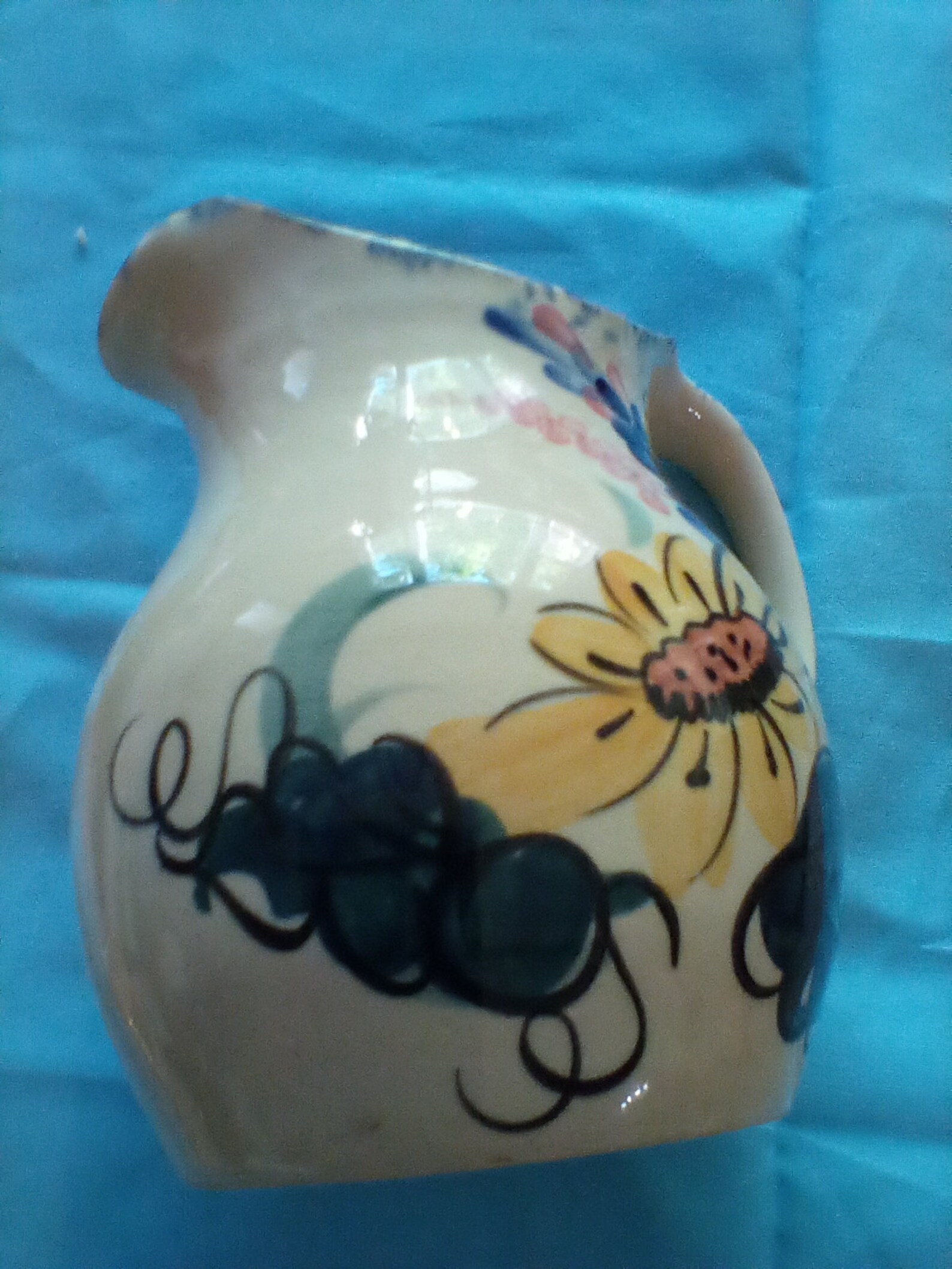 Beautiful Signed by Artist Flowery Ceramic Pitcher - Etsy