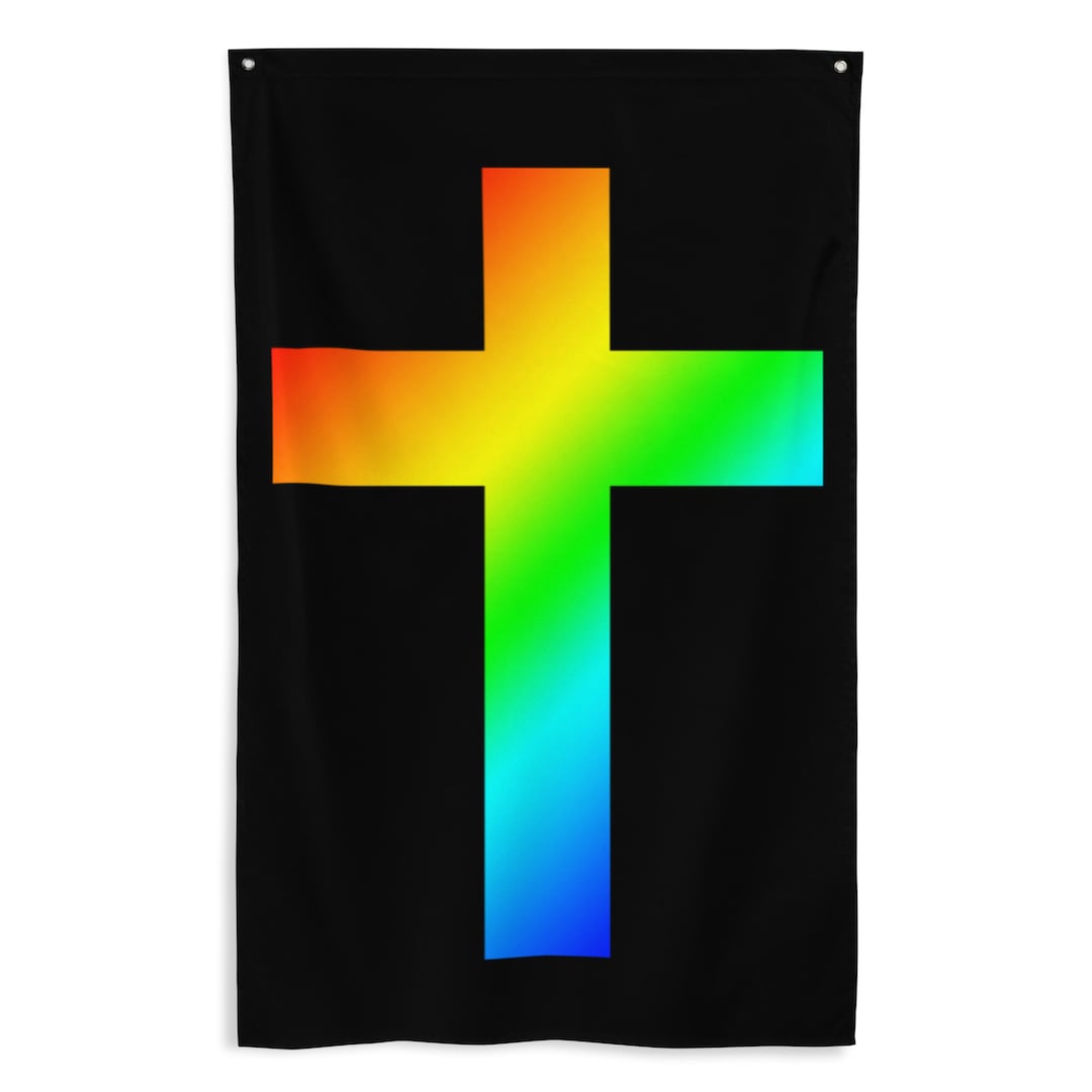 LGBTQ+ Pride Flag Vertical | Christian Cross | Black - Etsy