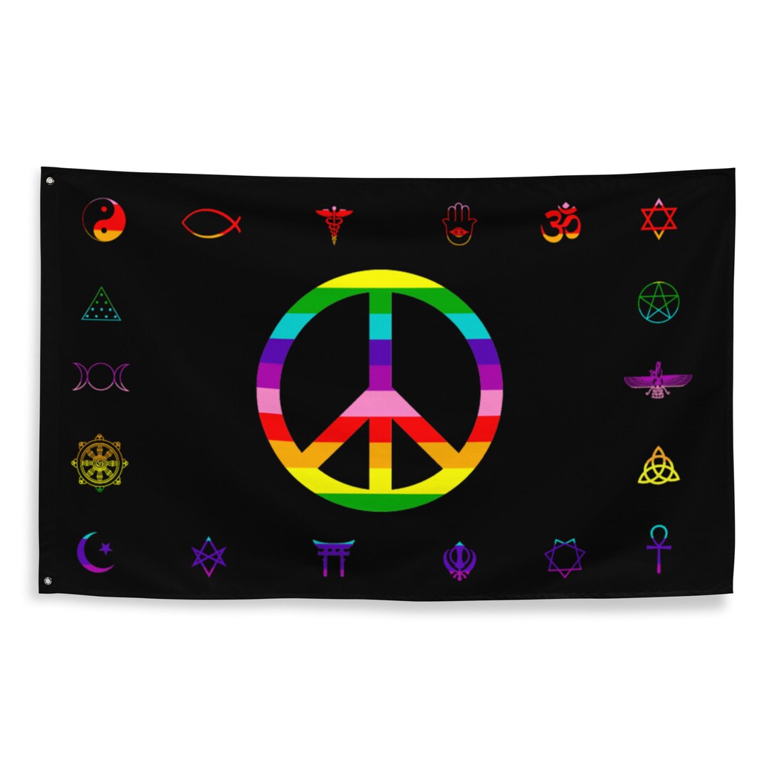 Inclusive Religious Pride Flag | Rainbow | Peace Symbol - Etsy