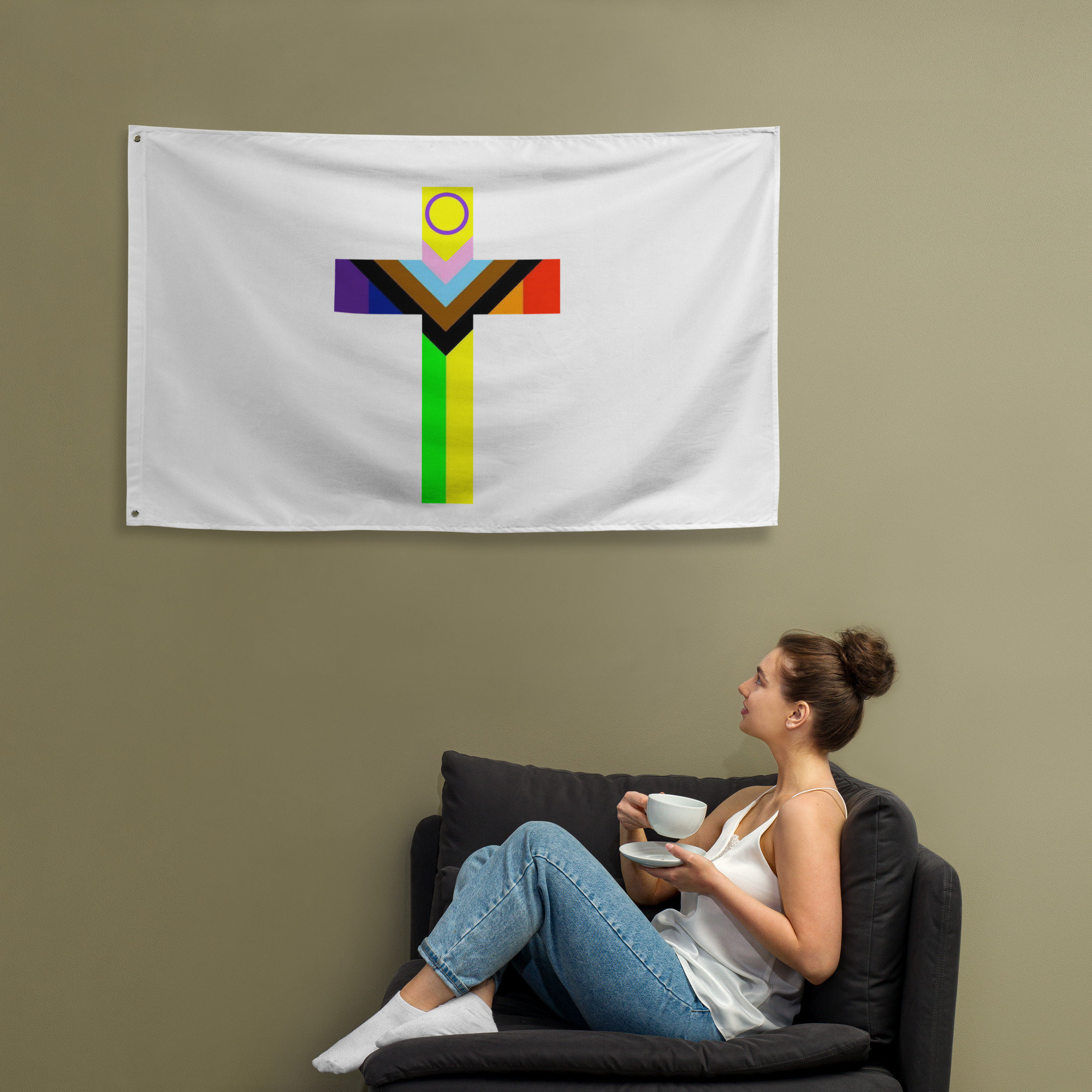 Christian LGBTQ+ Pride Flag Horizontal | Intersex Progressive Modern ...