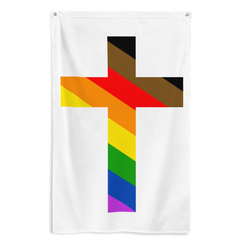 LGBTQ+ Pride Flag Vertical | Philadelphia Pride Flag | Christian Cross ...