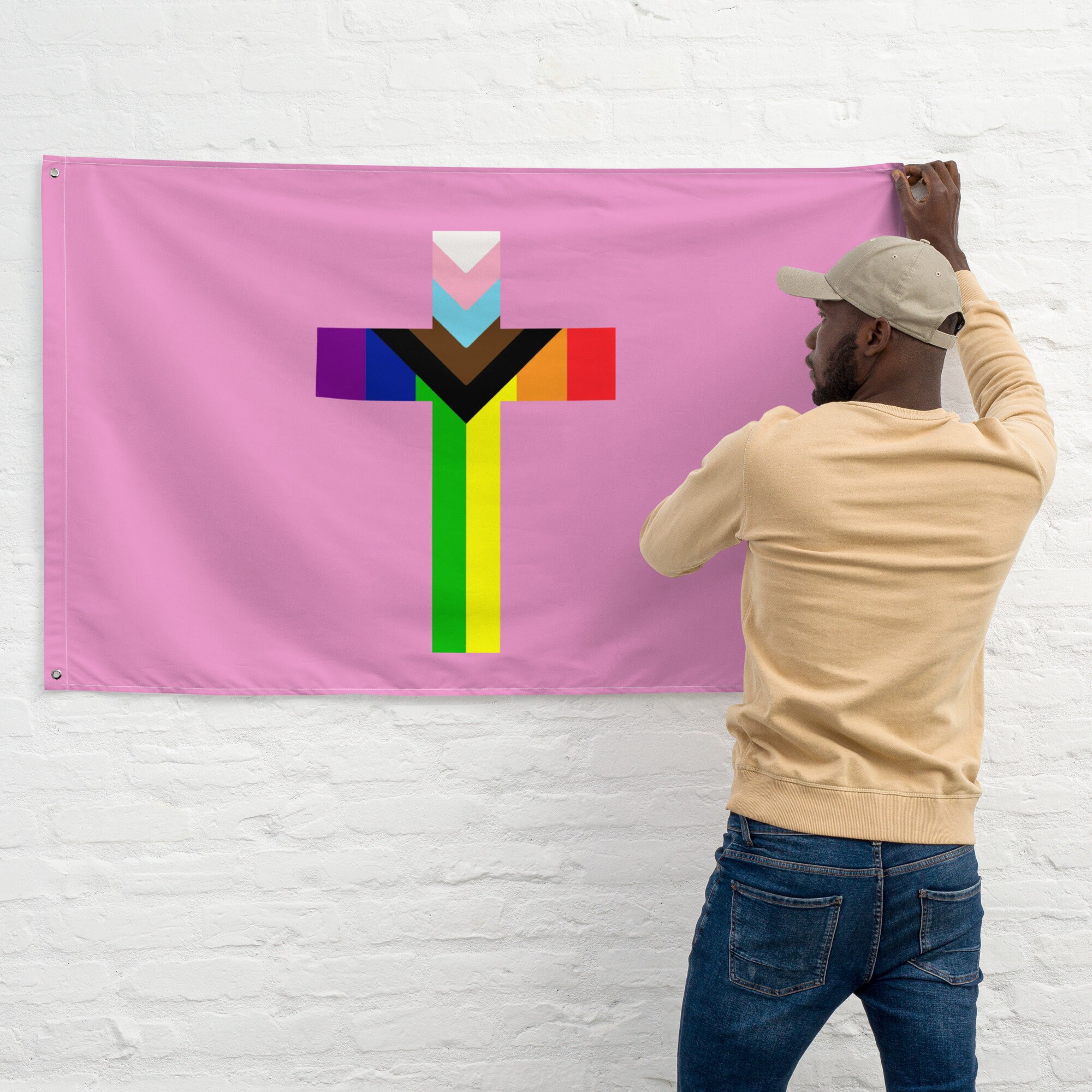 Christian LGBTQ Pride Flag Horizontal Progressive Modern Cross Lavender ...