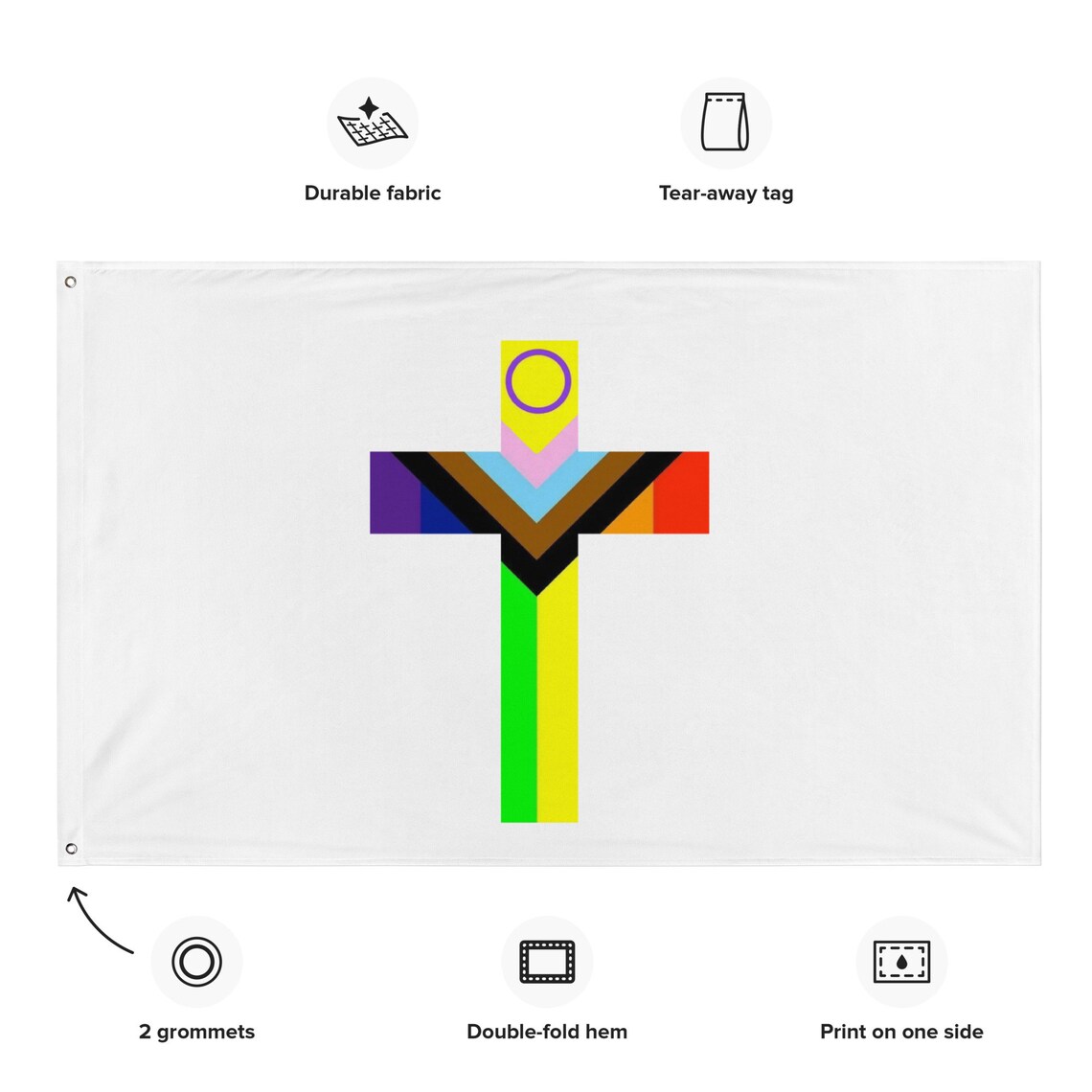 Christian LGBTQ Pride Flag Horizontal Intersex Progressive - Etsy