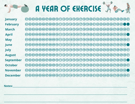Annual Exercise Habit Tracker One Year per Page - Etsy