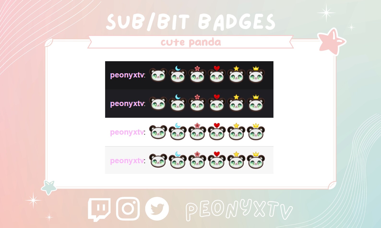 Cute Panda Badges // Twitch Badges // Pandas // Kawaii Twitch - Etsy
