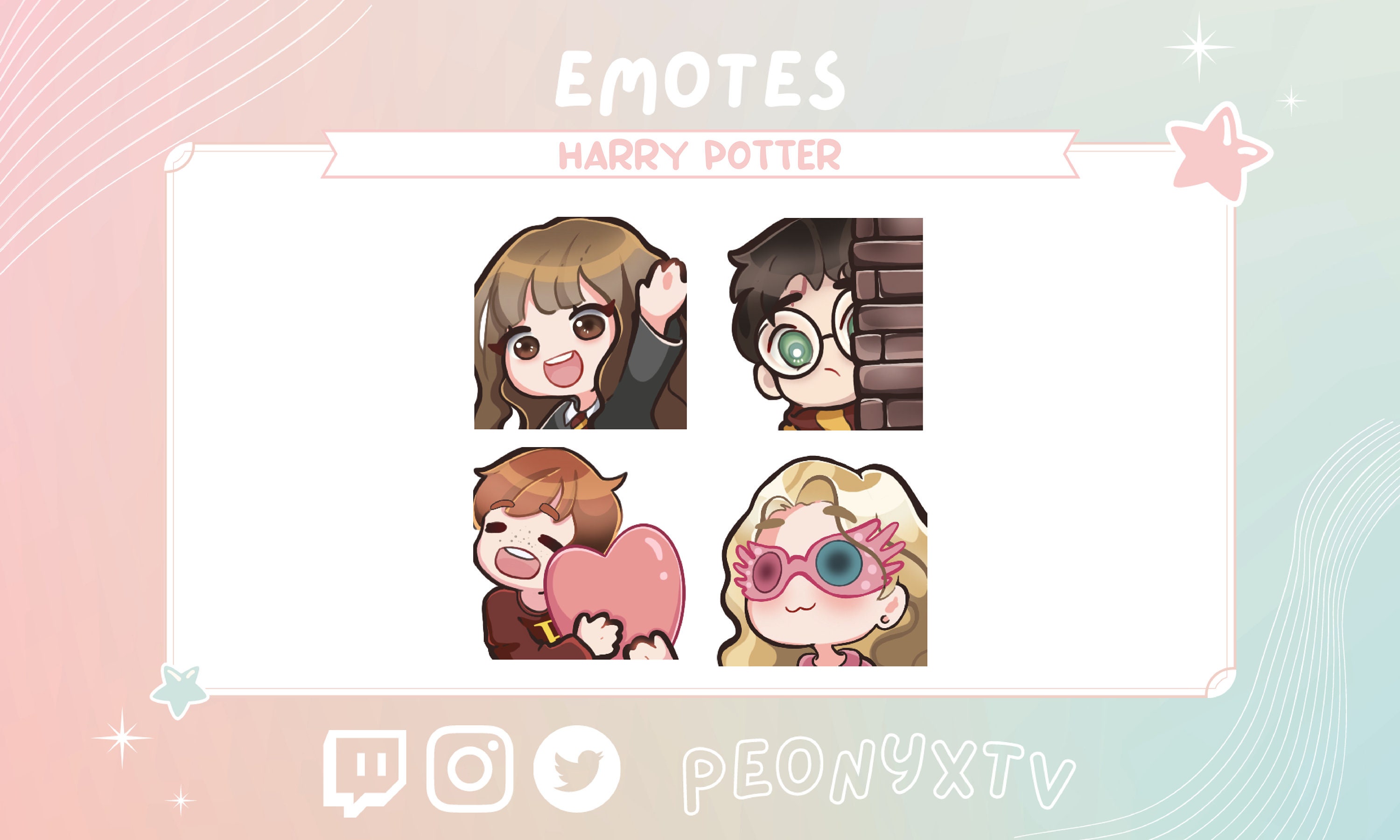 Cute HP Magical Emotes // Twitch Emote // Magic HP Emotes - Etsy