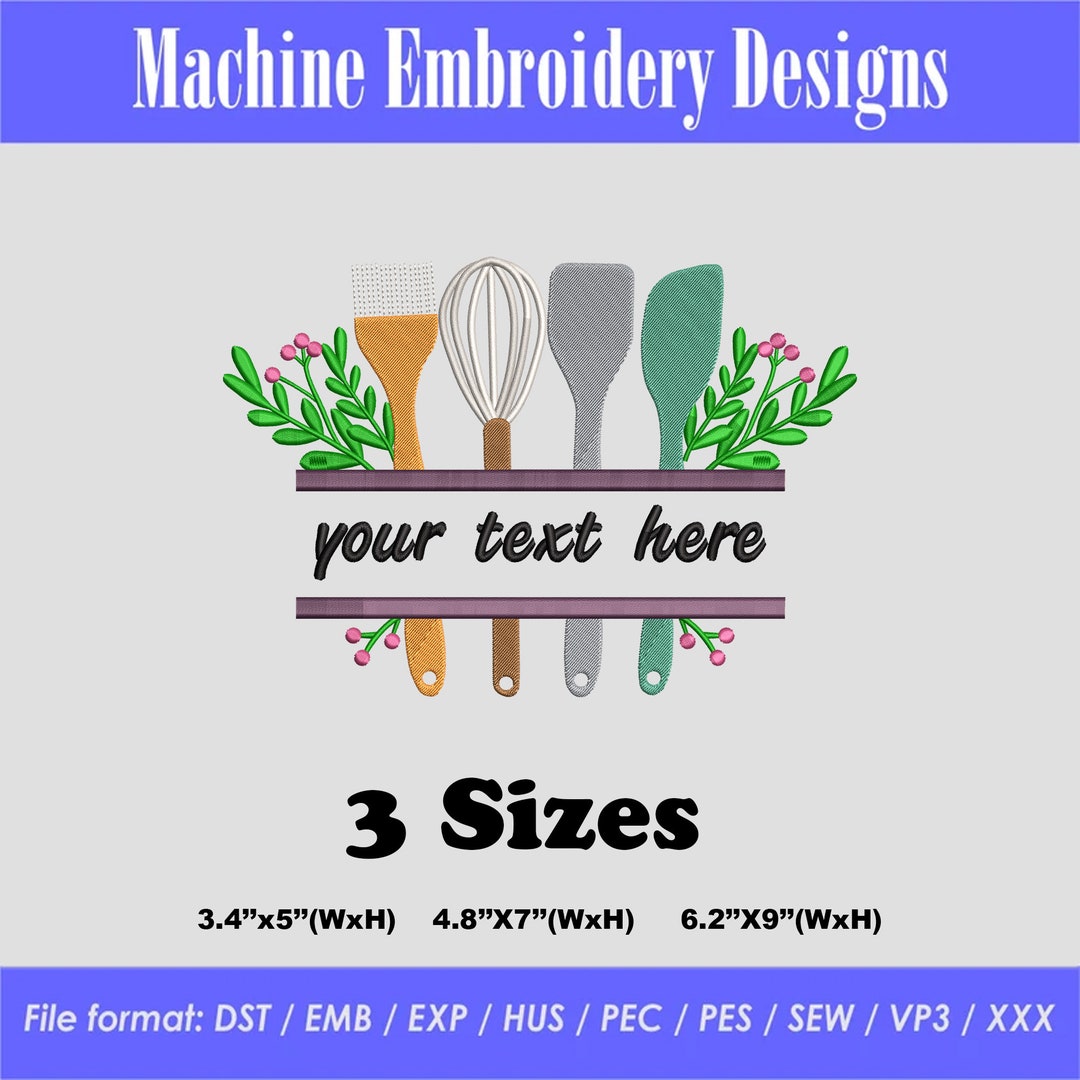 Kitchen Utensils Split Embroidery File, Baking Tools Machine Embroidery ...