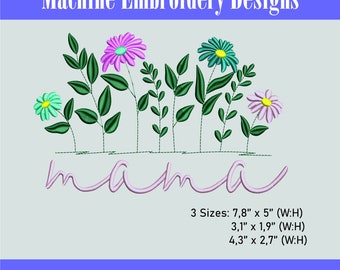 Mama Flower Embroidery Design, 3 Sizes, Instant Download - Etsy