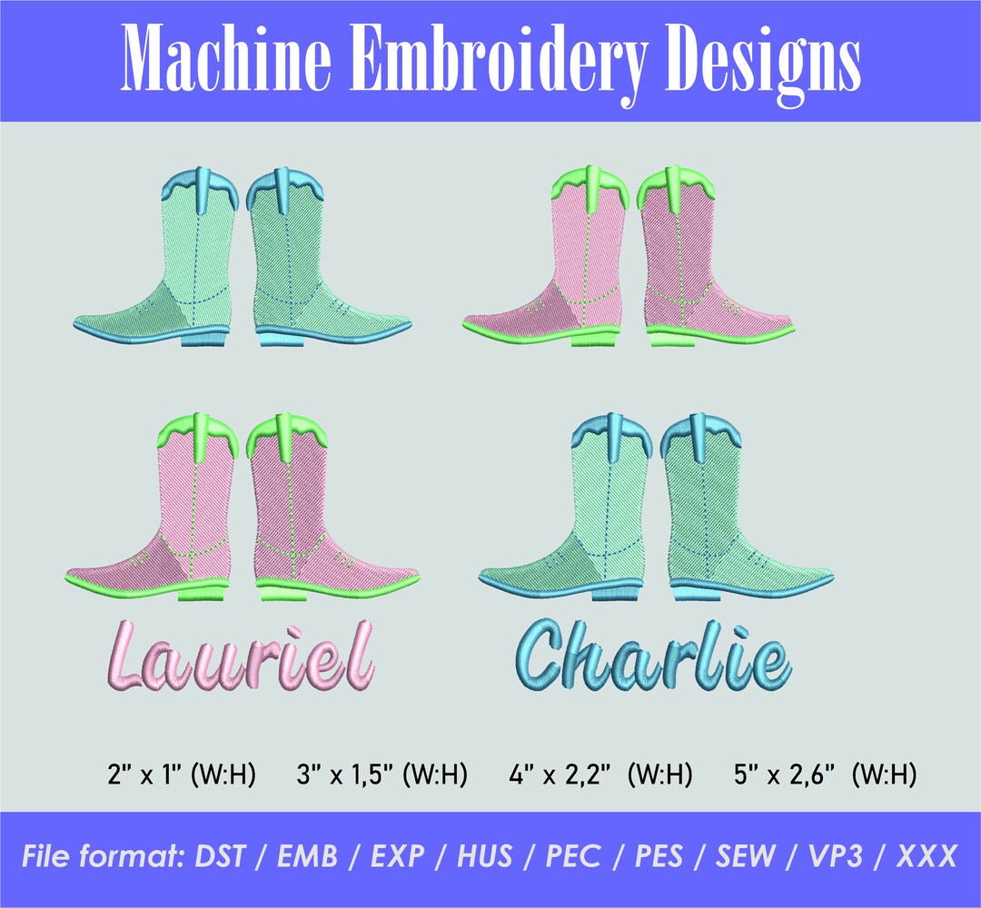 Simple Cowboy Boot Embroidery Design, Cowboy Machine Embroidery , 4 ...