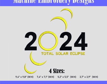 Solar Eclipse Machine Embroidery Design 4 Sizes Mini Total Solar ...