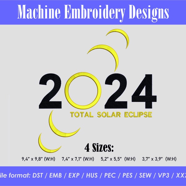 Eclipse 2024 Embroidery File - Etsy