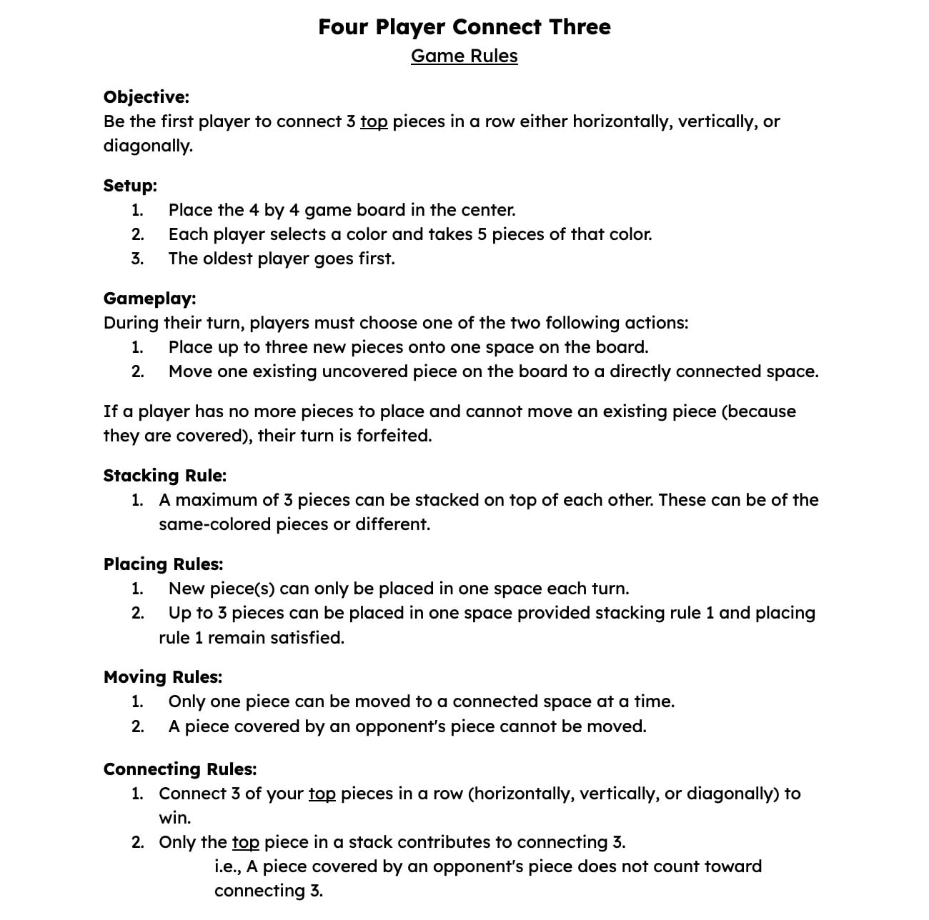 4 Player Connect 3, as Seen in "the Devil's Game", 3D Printed Game for ...