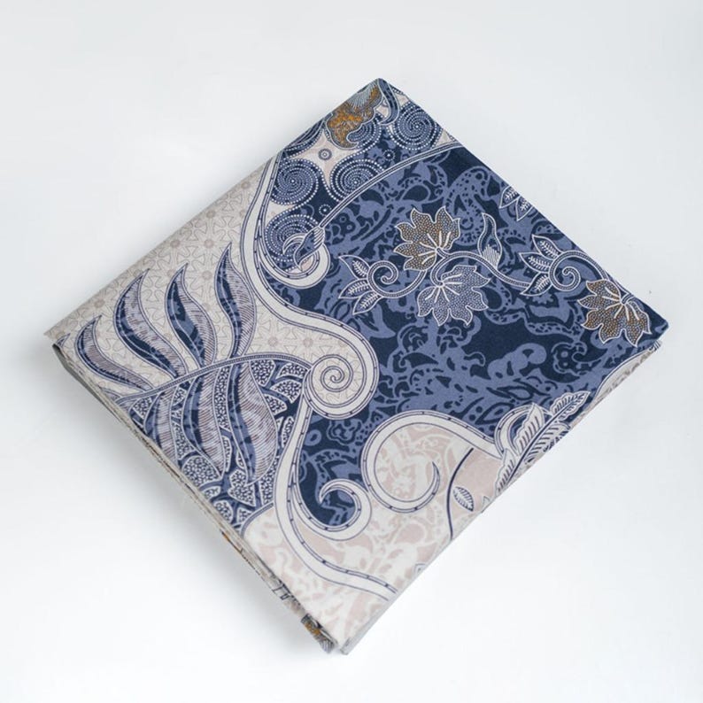 Elegant Blue Batik Fabric With Tribal Patterns Floral and Sparrow Motif ...