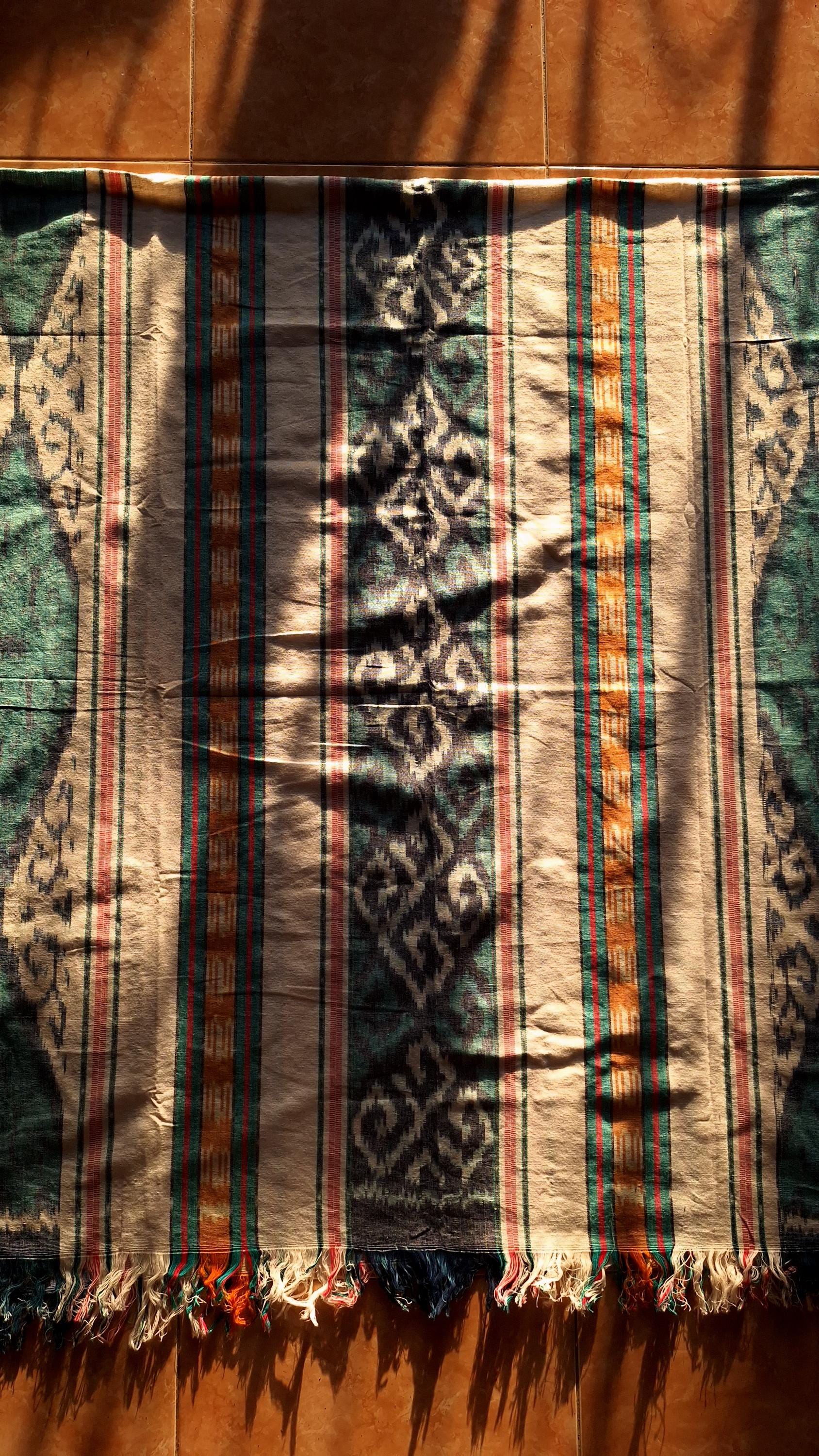 Indonesian Handwoven Ikat Geometric Fabric – Tribal Textile for Throw ...