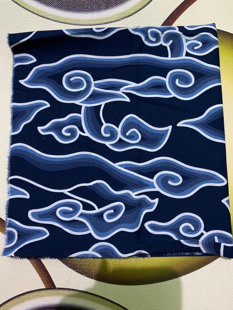 Navy Batik Fabric With Cloud Motif – Akatsuki-inspired Design ...