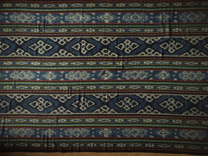 Blue Ikat Hand Woven Cotton Fabric Ikat Textiles by Local Artisans From ...