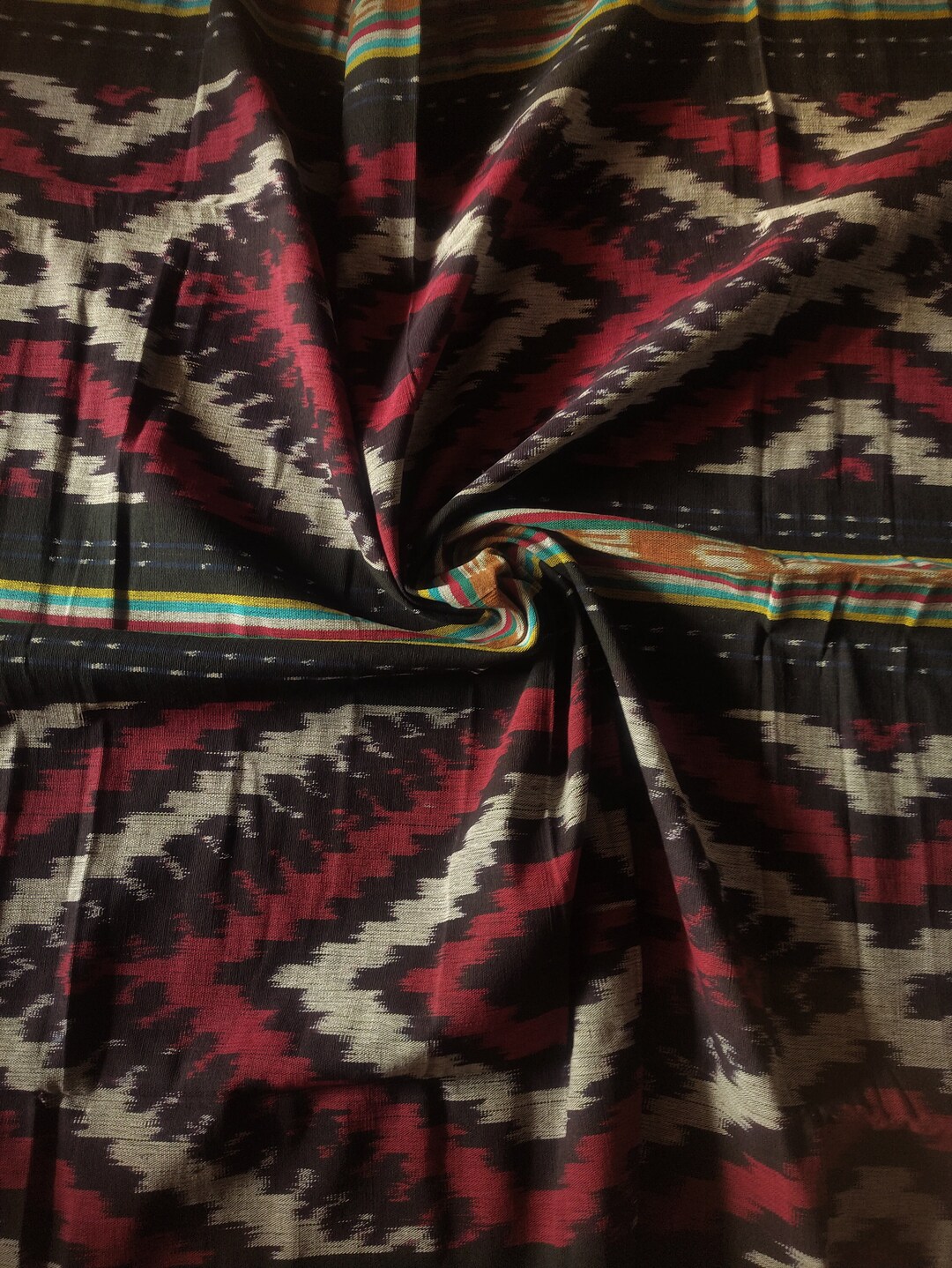 Red Ikat Geometric Vintage Pattern Fabric Classic Soft Cotton Java Bali ...