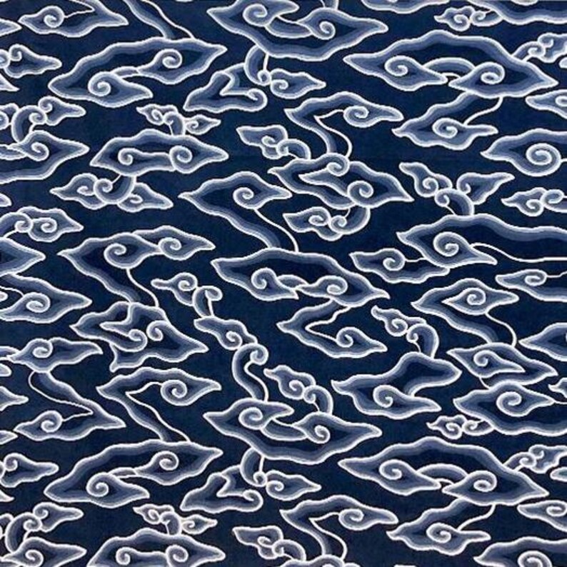 Navy Batik Fabric With Cloud Motif – Akatsuki-inspired Design ...