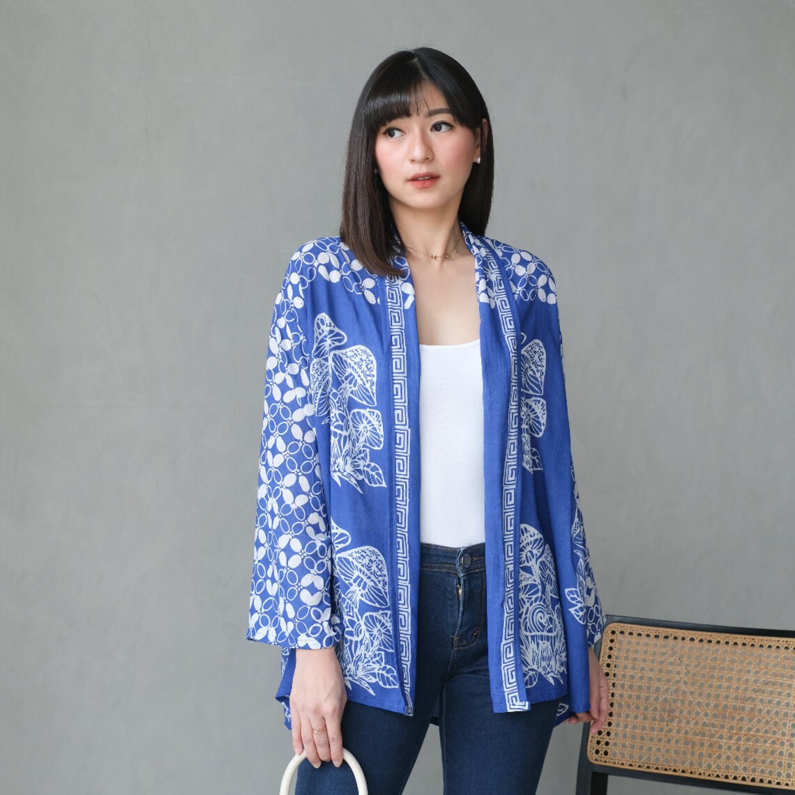 Whimsical Mushroom Magic: Blue Batik Boho Dress Outer - Etsy
