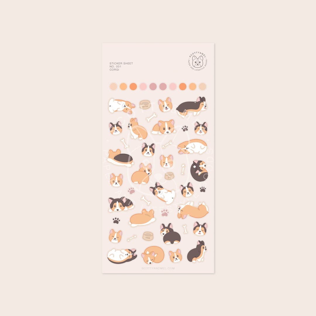 Corgi Sticker Sheet | Cute Decorative Journal Stickers - Etsy