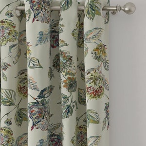 Neutral Artistic Floral Linen Curtains Set of 2 Panels Linen Fabric ...