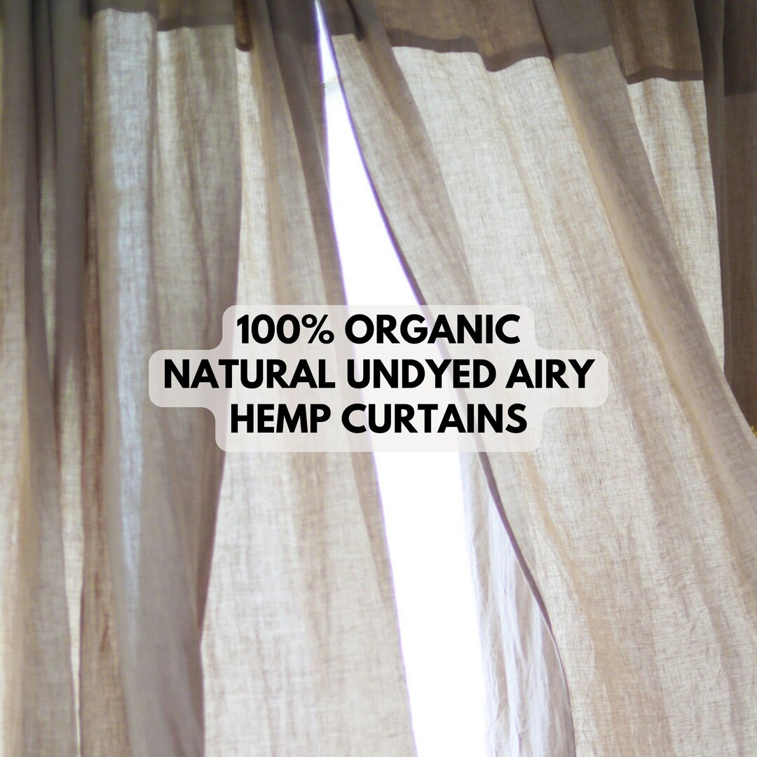 Organic Hemp Undyed Semi Sheer Curtains Natural Hemp Color, Light ...