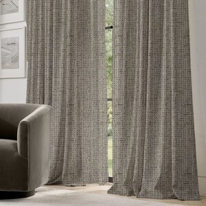 Luxury Heavyweight Linen Dual Pinch Pleat Curtains Textured Checks ...