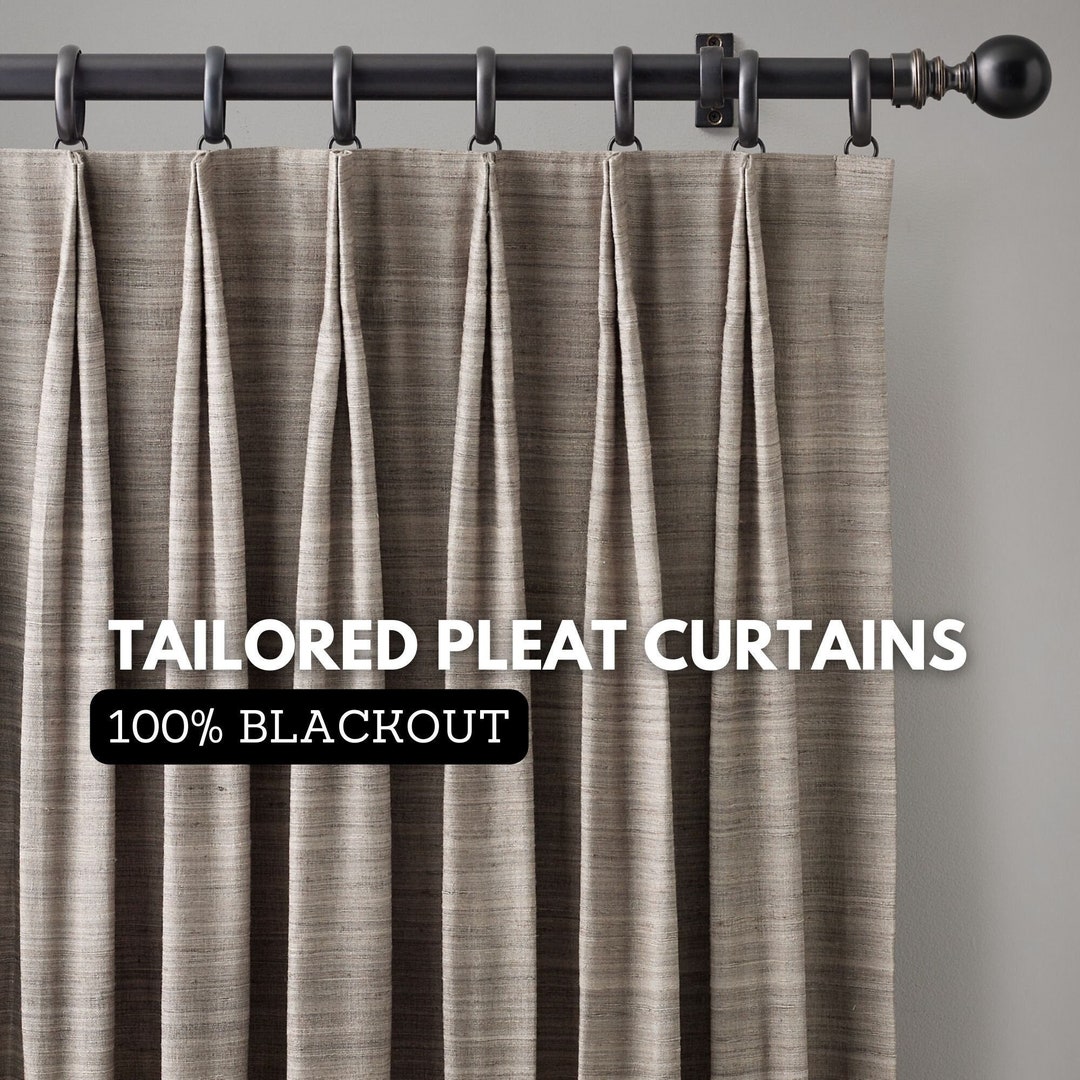 Textured Woven Two Fold Tailored Pleat Blackout Curtains Abstract ...