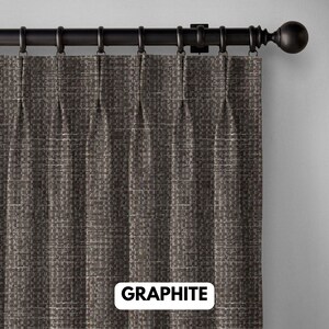 Luxury Heavyweight Linen Dual Pinch Pleat Curtains Textured Checks ...