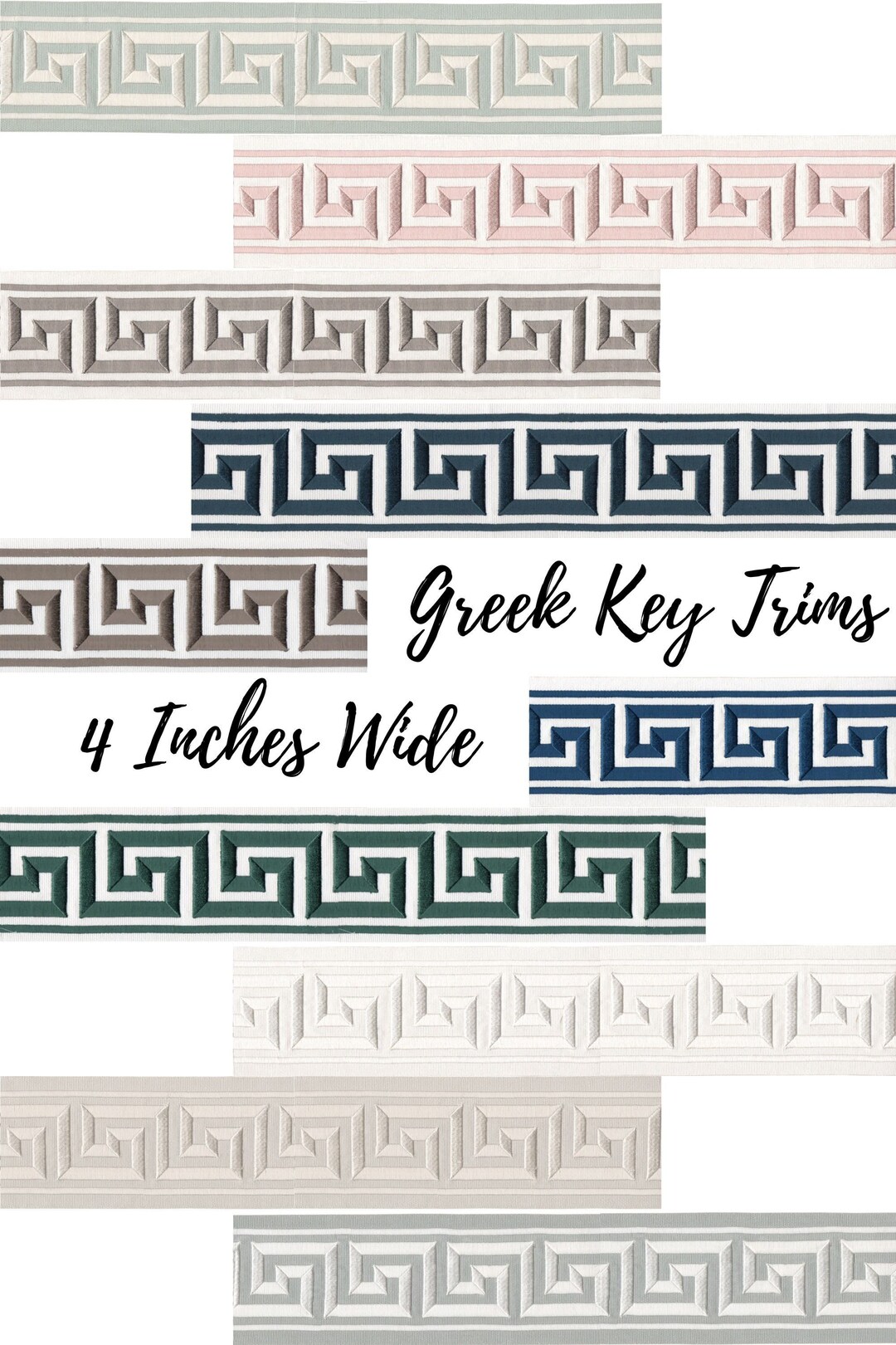 Greek Key Embroidered Trim Border Ribbon for Curtains Cushions & Home ...