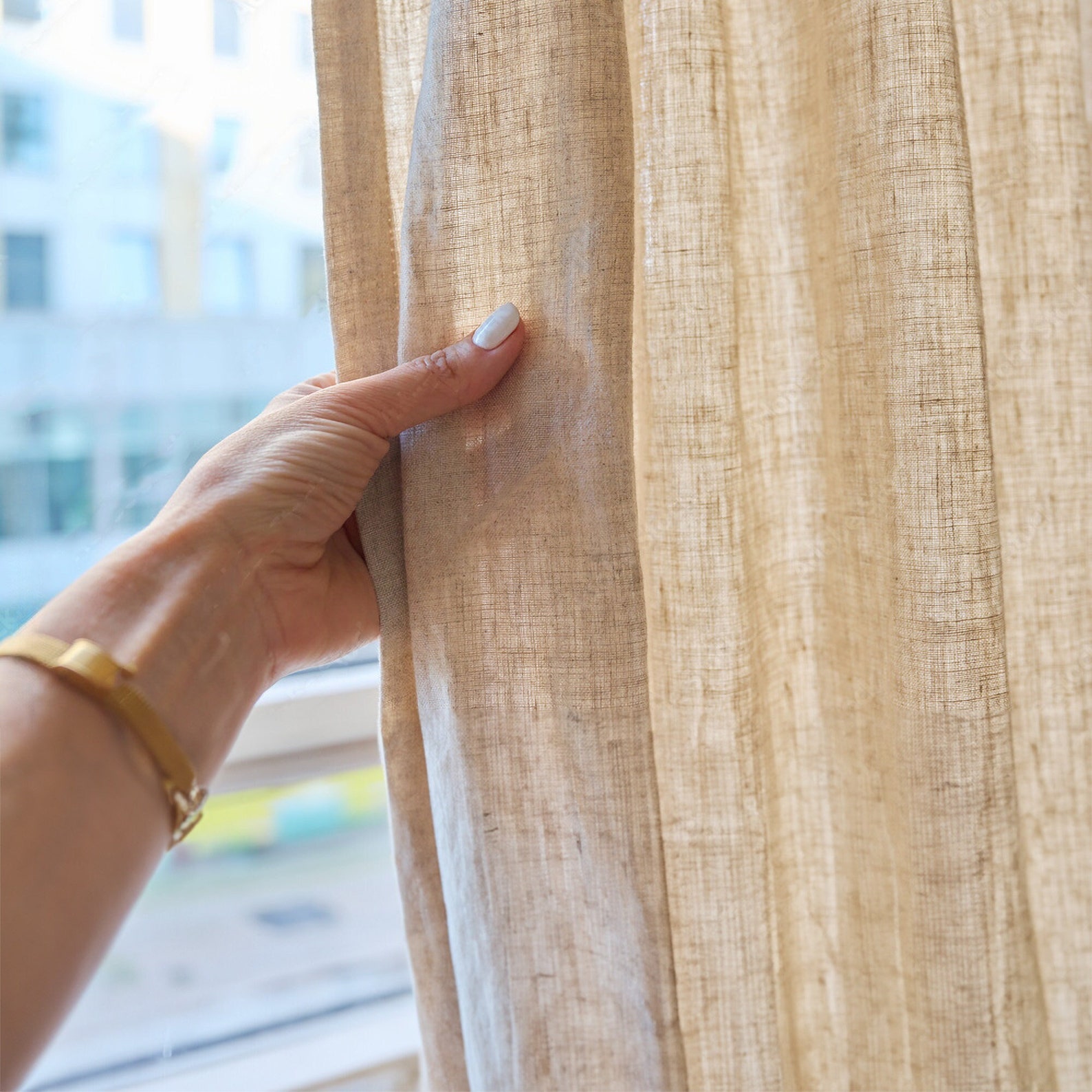 Organic Natural Linen Semi Sheer Curtains, Rustic Undyed Natural Linen ...