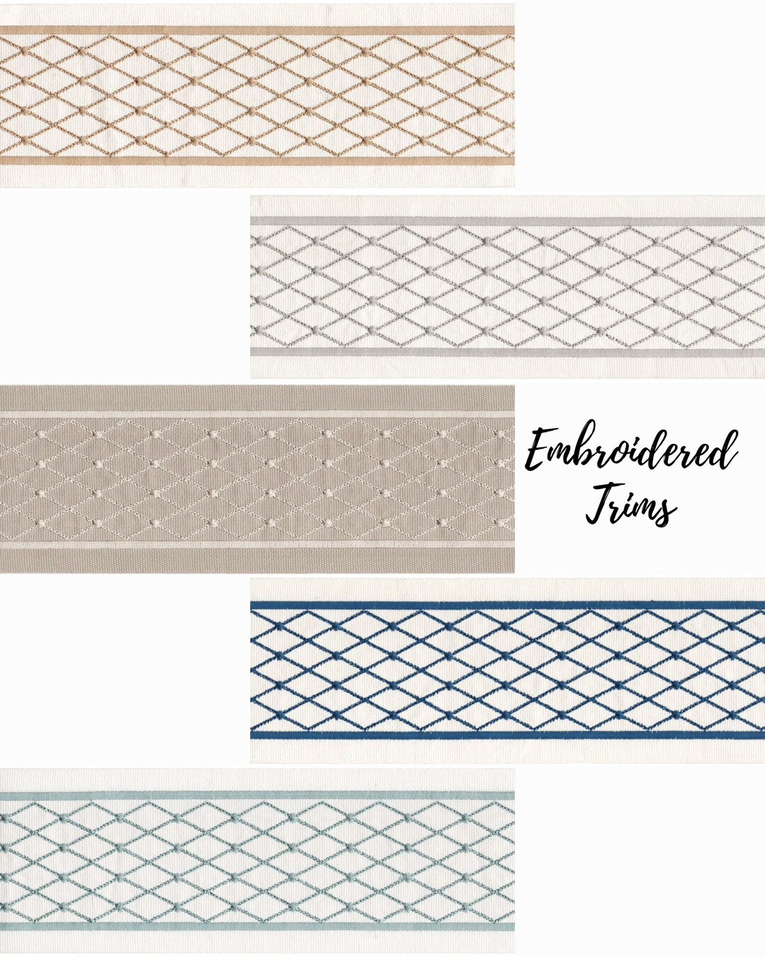 Trim Borders Geometric Checks Embroidered for Curtains Cushions and ...