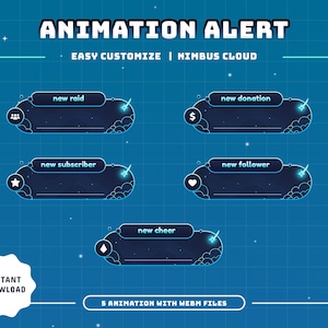 Nimbus Cloud Animated Stream Alerts/transition/stream Overlay/panels ...
