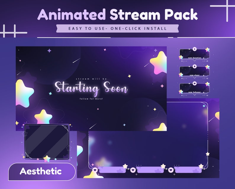 Aesthetic Starlight Stream Pack | Asteria Capella Animated Overlay ...