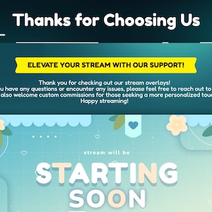 Aqua Flower Animated Stream Overlay Package for Twitch (digital ...