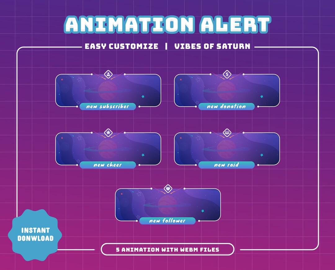 Saturn Vibes Animated Stream Alerts - Purple Galaxy Theme (webm Files ...