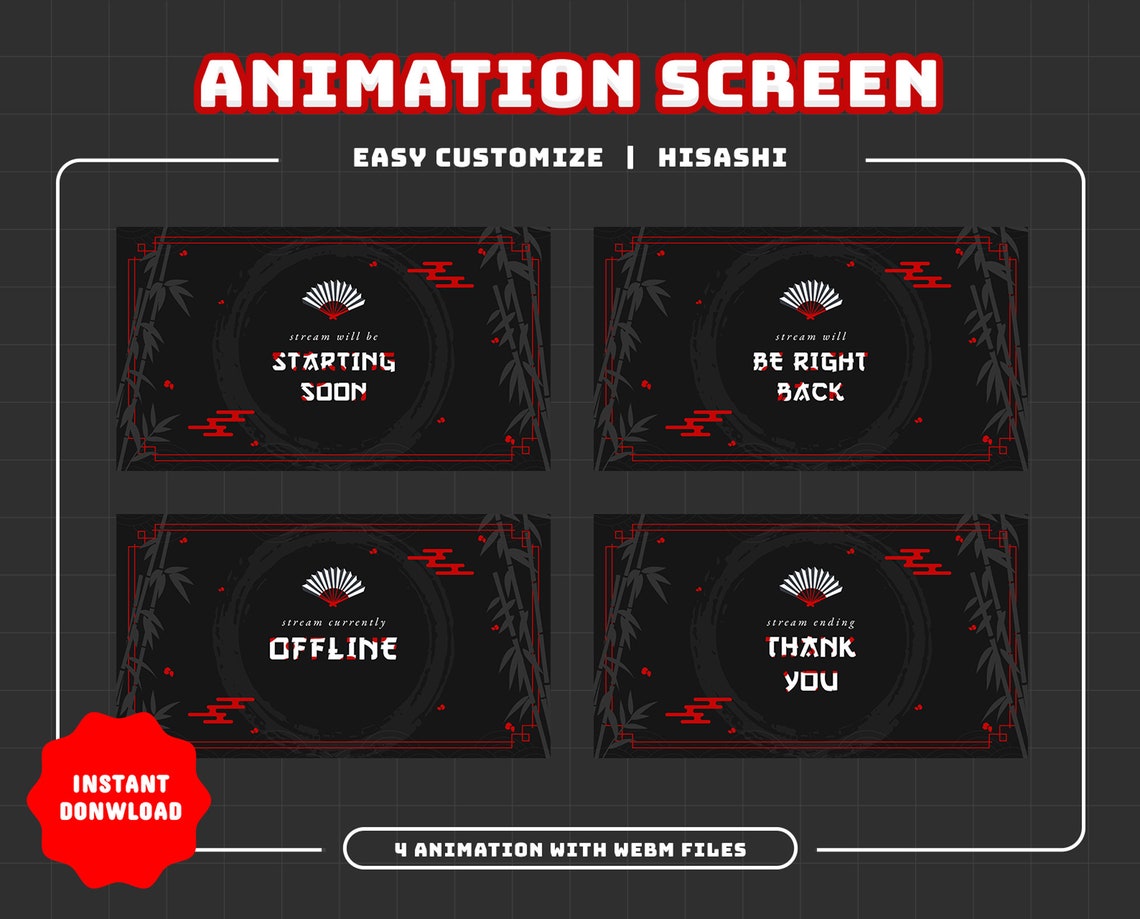 Hisashi Animated Stream Screen/stream Overlay/japanese Theme/transition ...