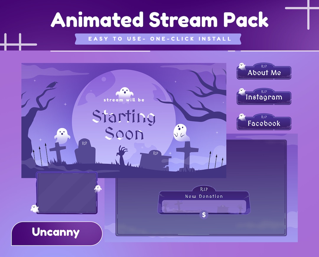 Spooky Ghost Animated Stream Package, Twitch Overlay (instant Download ...