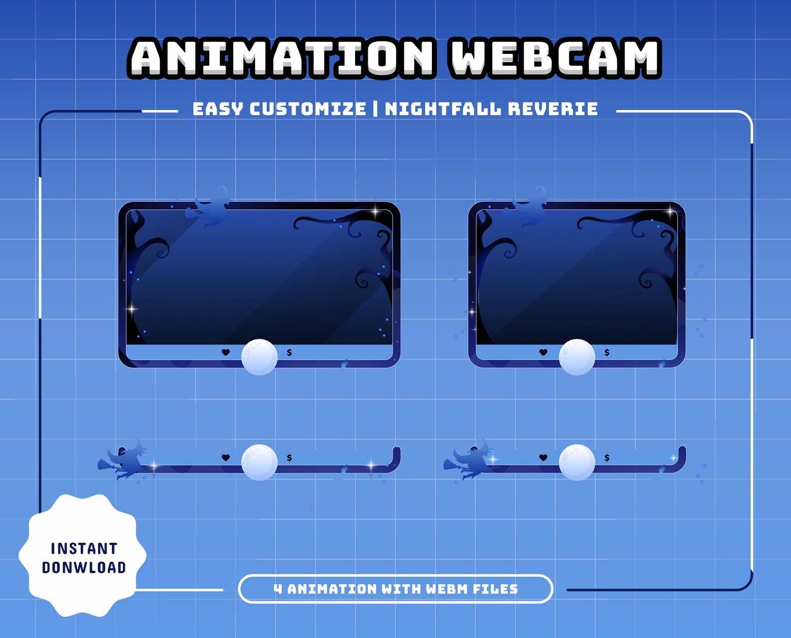 Nightfall Reverie Animated Stream Package/transition/stream Overlay ...